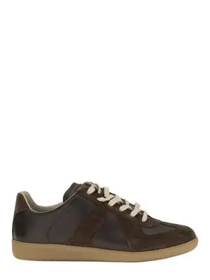 MAISON MARGIELA Leather And Suede Sneakers With Gum Sole - Brown