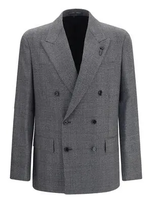 LARDINI Double-breasted Wool Blazer - Grey