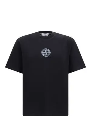 Stone Island Cotton Jersey T-shirt With Centra Ogo Mae - Black