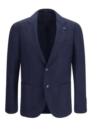 LARDINI Single-breasted Wool And Cashmere Jacket - Blue