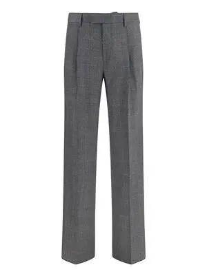 LARDINI Tailored Cotton Blend Houndstooth Trousers - Grey