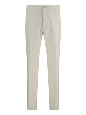 LARDINI Ribbed Viscose Straight-leg Trousers - Cream