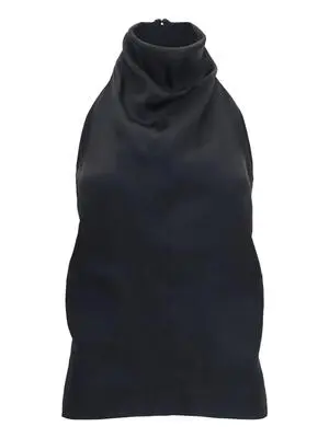 Khaite Rone High Neck Open Back Top - Black
