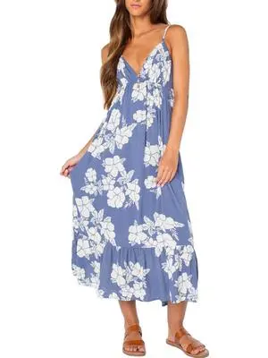 ROXY Roxy Sleeveless Tropical Floral Print Midi Dress
