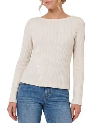 LIVERPOOL Textured Side Button Top - Bone
