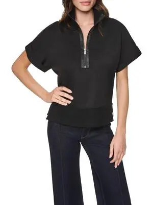 Dkny Soho Half Zip Ponte Pullover - Black
