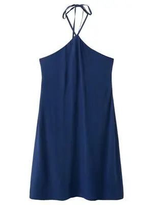 Mango Textured Halter Minidress - Navy