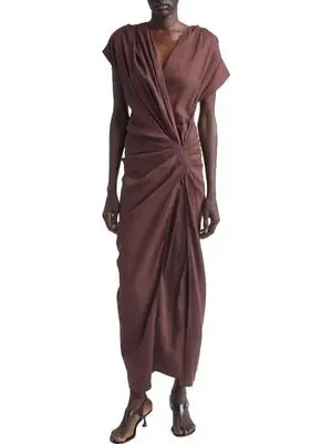 Proenza Schouler Proenza Schouler Bettina Stretch Organic Linen Blend Midi Dress Espresso