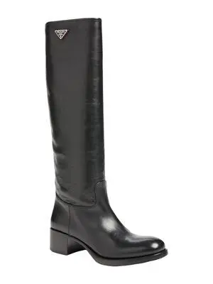 Prada Leather Knee-high Boots - Nero