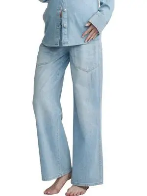 DL1961 Maternity Hepburn High Waist Wide Leg Jeans - Beachfront Aura