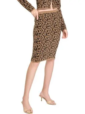 WAYF WAYF Willa Leopard Print Knit Midi Skirt
