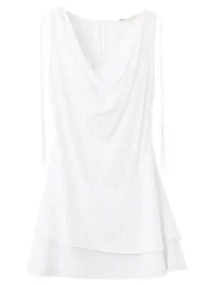 Mango Draped Fluid Dress With Cowl Neck - Off White