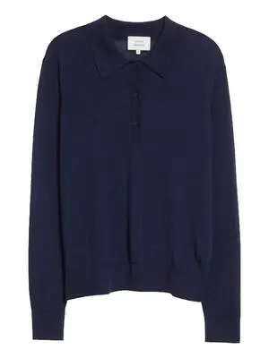 LOULOU DE SAISON LOULOU DE SAISON Miles Long Sleeve Cashmere Polo Sweater