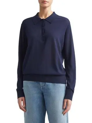 LOULOU DE SAISON LOULOU DE SAISON Miles Long Sleeve Cashmere Polo Sweater