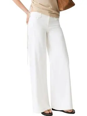 Mango Low Waist Wide Leg Jeans - White