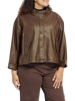 Lyssé Mina Oversized Faux Leather Jacket - Truffle