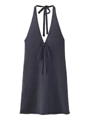 Mango Knit Halter Minidress With Bow Detail - Charcoal