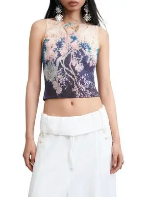 Desigual Sleeveless Floral Top - Blue