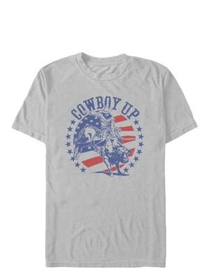 LOST GODS American Cowboy Up Graphic T-shirt - Ice Grey
