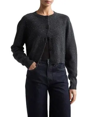 Loulou De Saison Heike Cashmere Crop Cardigan - Peppered Anthracite