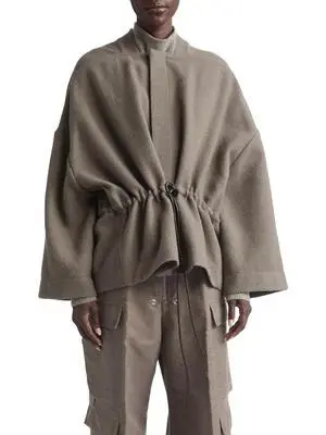 Rick Owens Sail Oversize Wool Flannel Jacket - Dust