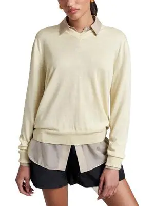 LA LIGNE Ben V-neck Sweater In Silk/cashmere Blend - Butter