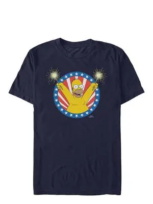 THE SIMPSONS Festive Homer Portrait Graphic T-shirt - Navy Blue