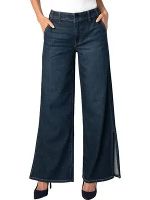 LIVERPOOL Weekend Side Slit Wide Leg Jeans - Duskfall