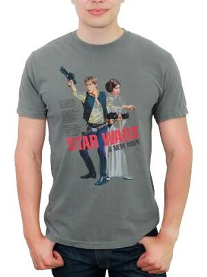 STAR WARS Han Solo And Leia Attack Pose Graphic T-shirt - Grey