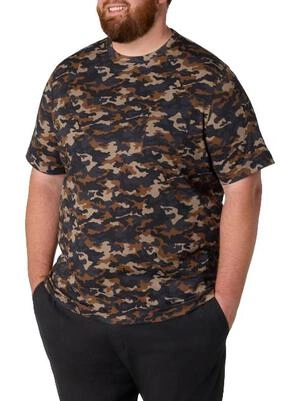 HARBOR BAY BY DXL Big & Tall Camo Print Pocket T-shirt - Brown Multi