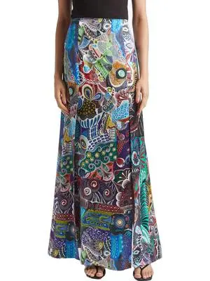 HEIRLOME Florence Print Silk Shantung Maxi Skirt - Multicolor