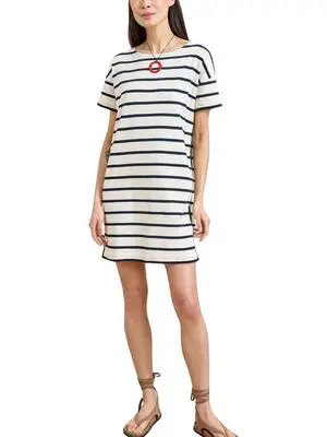 LA LIGNE Breton Stripe T-shirt Dress - Ecru/navy