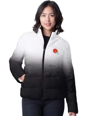 G-III 4HER BY CARL BANKS Cleveland Browns Ombre Puffer Jacket - Black