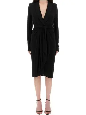 TOM FORD Long Sleeve Wrap Dress - Black