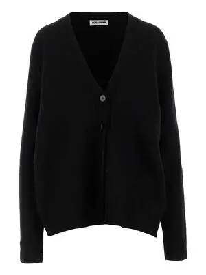JIL SANDER V-neck Long-sleeved Cardigan - Black