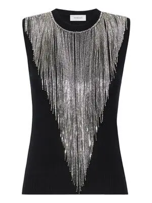 Sportmax Crine Crystal-fringe Sleeveless Top - Black