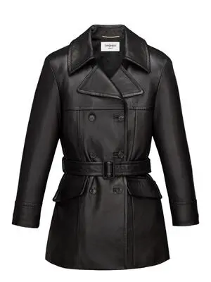 Saint Laurent Belted Lambskin Jacket - Black
