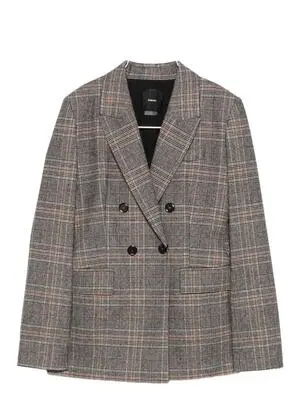 Pinko Checked Double-breasted Fitted Jacket - Gray