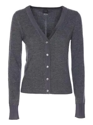 Pinko V-neck Button-up Cardigan With Long Sleeves - Black