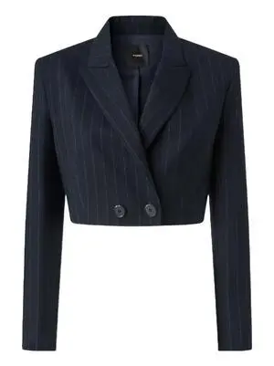 Pinko Double-breasted Cropped Blazer With Notched Lapels - Black