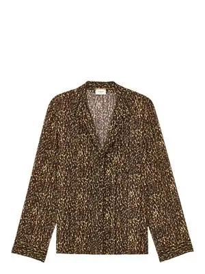 Saint Laurent Lurex Stripe Silk Georgette Pajama Blouse - Beige/brown/black