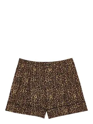 Saint Laurent Pajama-style Leopard Print Shorts - Beige/brown/black