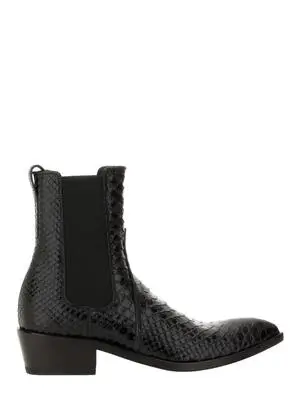 TOM FORD Embossed Snakeskin Chelsea Boots - Black