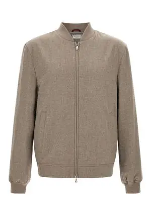 Brunello Cucinelli Long Sleeve Zip-up Casual Jacket - Beige