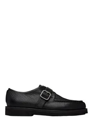 Marsèll Moc Toe Leather Loafers With Pin-buckle Strap - Black