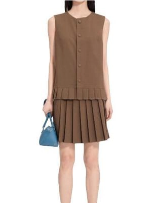 MAISON MARGIELA Sleeveless Pleated Wool Blend Top - Brown