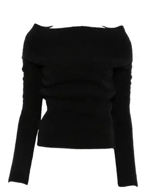 RICK OWENS Rick Owens Off-Shoulder Ribbed-Knit Sweater