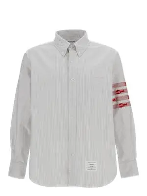 Thom Browne 4-bar Striped Shirt - Medium Gray