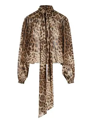Dolce & Gabbana Leopard Print Silk Shirt - Brown