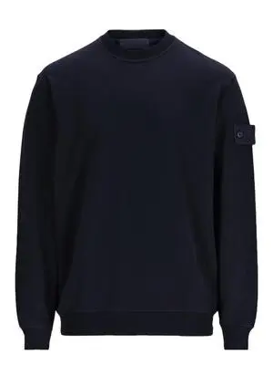 Stone Island Logo Patch Long Sleeve Sweater - Blue